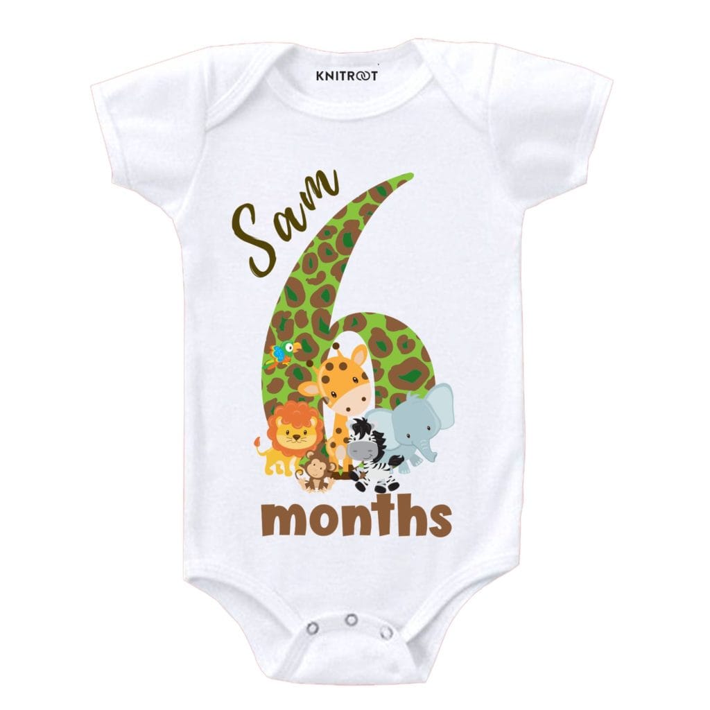 Six Month Birthday Onesie | Custom Monthly Birthday Outfit | KNITROOT