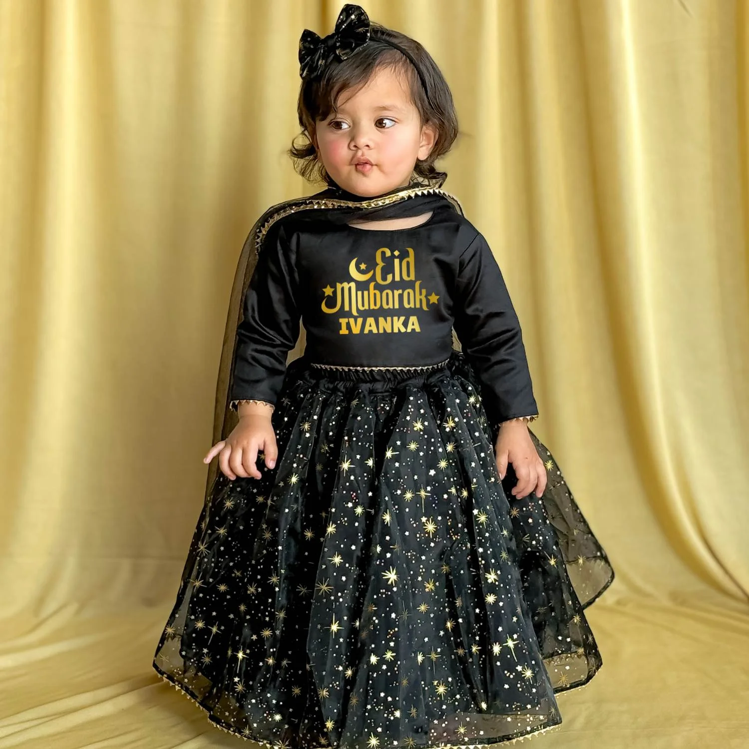 Eid Mubarak Lehenga For Girls - KNITROOT